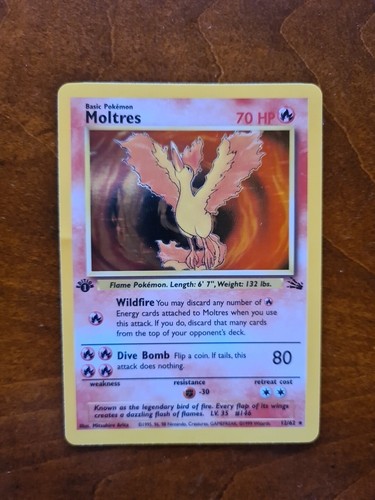 1999 Pokemon Moltres Fossil 1st Edition Holo 12/62 Small Indent | eBay