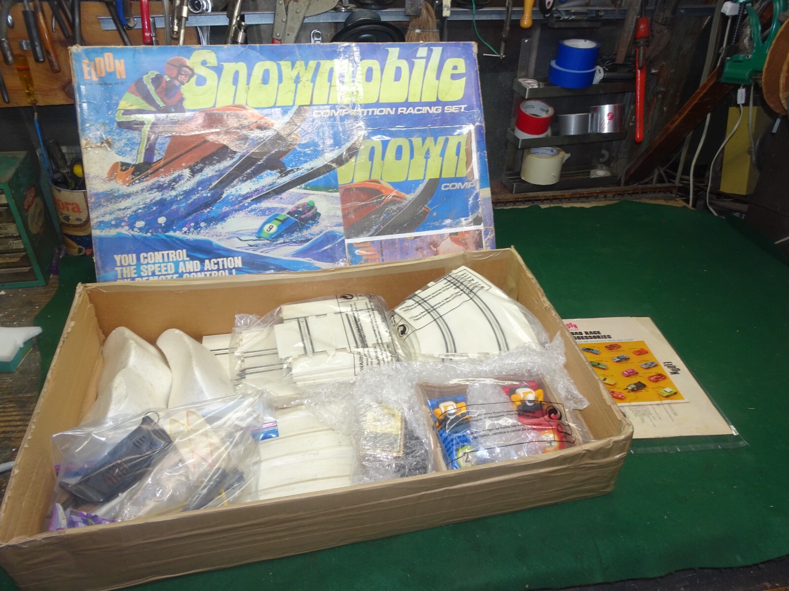 Used Vintage Eldon 1/32 Scale 60's Slot Car Snowmobile race set | eBay