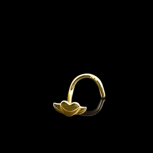 14K Solid Yellow Gold Nose Ring,CorkScrew, Stud, or Bone. Heart with ...