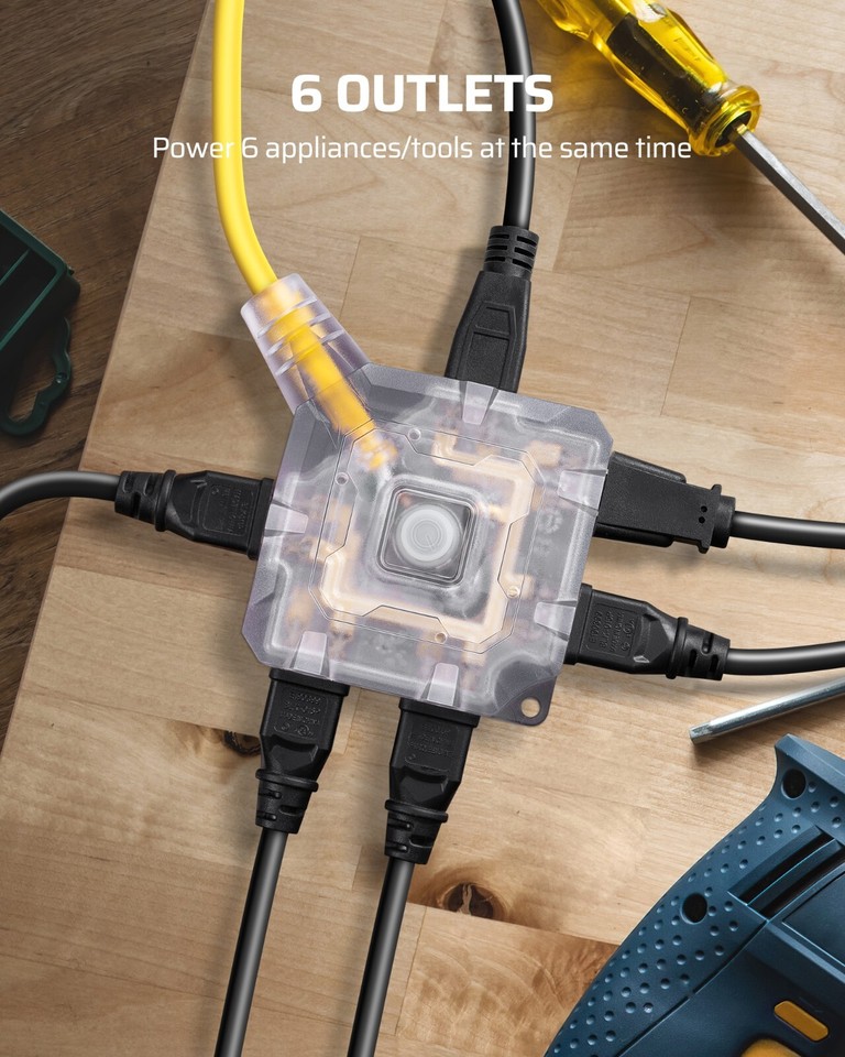 DEWENWIL 15FT Heavy Duty Extension Cord, Dust-Proof &Waterproof Switch ...