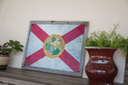 Florida State Flag Metal Sign Framed on Rustic Wood, Americana, Rustic ...