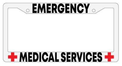 Emergency Medical Services White Plastic License Plate Frame | eBay