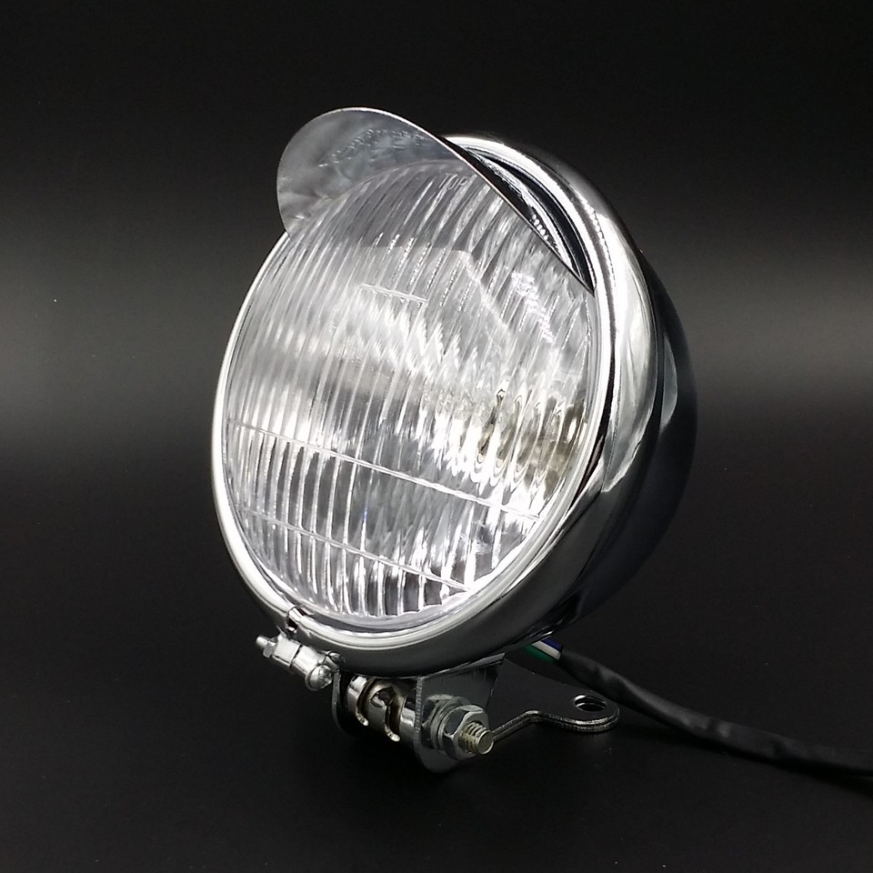 5.5" Chrome Motorcycle Headlight for Cruiser Chopper Cafe Racer Bobber ...