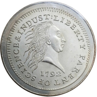 Scarce 1792 .999 Silver Center Cent Liberty Parent of Science ...