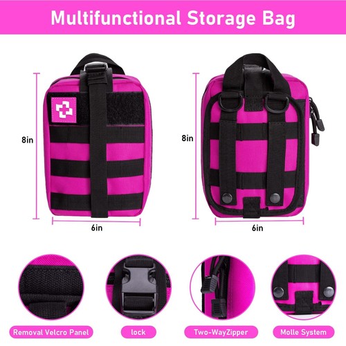 Pink Survival Kit for Women, Camping and Hiking Essentials with First ...