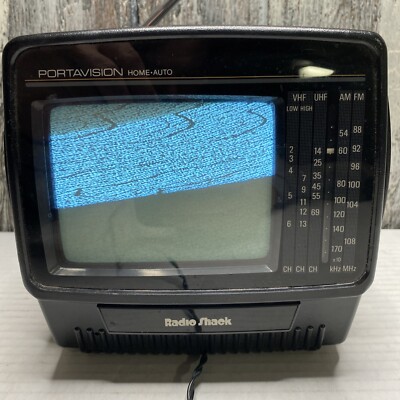 Vintage 1994 Radio Shack Portavision Home Auto B&W Television with AM ...
