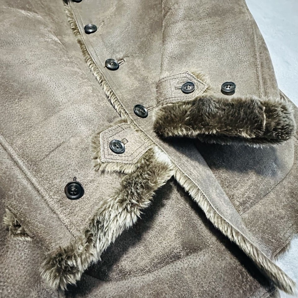 Rare L48 Nicole Leather Chester Coat Shearling Pig Leather Brown Used ...