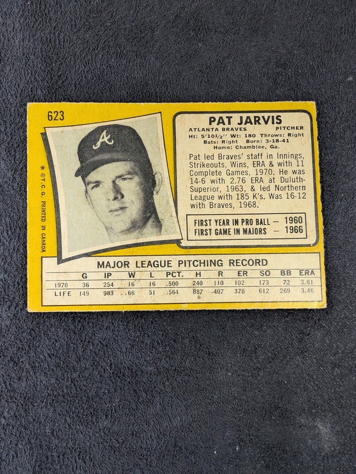 1971 O-Pee-Chee Baseball #623 Pat Jarvis *HIGH Numbers* Super Rare | eBay