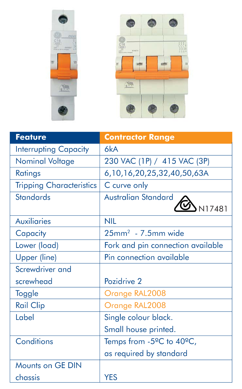 4x GE MCB Circuit Breaker AC 230V 50A C50 DG61C50 Single Phase DIN Rail ...
