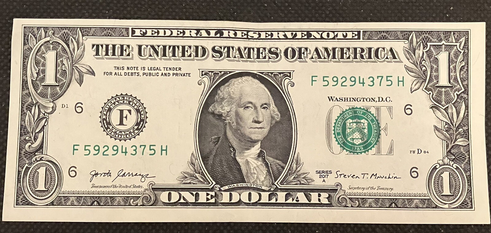 Off Center Print On Error 2017 A One Dollar Bill | eBay