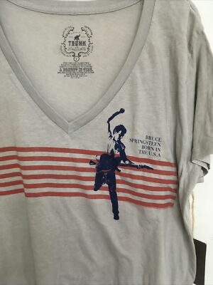 TRUNK LTD Women's Bruce Springsteen Born In The USA v neck gray Graphic ...
