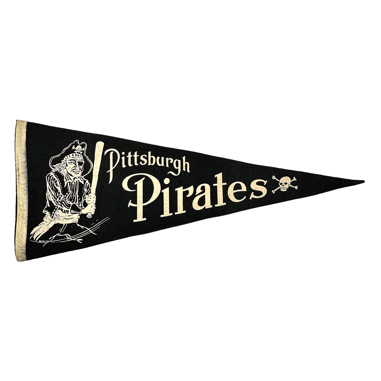 Vintage 1950s PITTSBURGH PIRATES Full Size Black MLB Pennant Skull ...