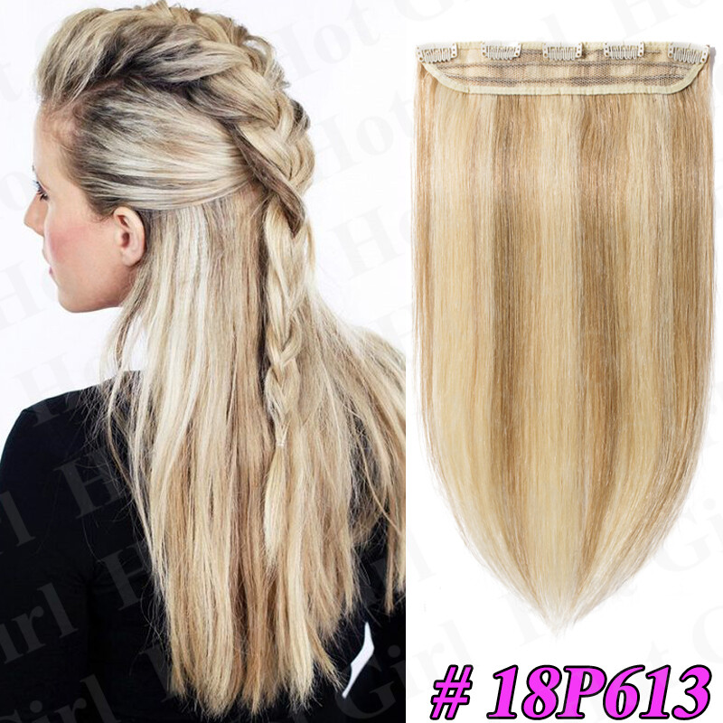100g Real Remy Clip In Human Hair Extensions One Piece 3/4Full Head 20 ...