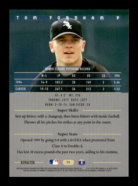 1995 Bowmans Best Refactor # 79 Tom Fordham Card (B62) Chicago White ...