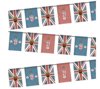 Vintage British Union Jack Crown King Charles Flag Reuse Bunting ...