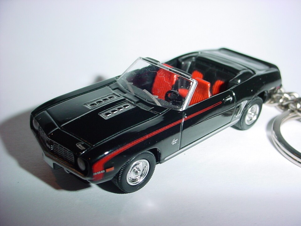 HOT 3D BLACK CHEVROLET CAMARO SS CUSTOM KEYCHAIN key keyring 69 bling ...