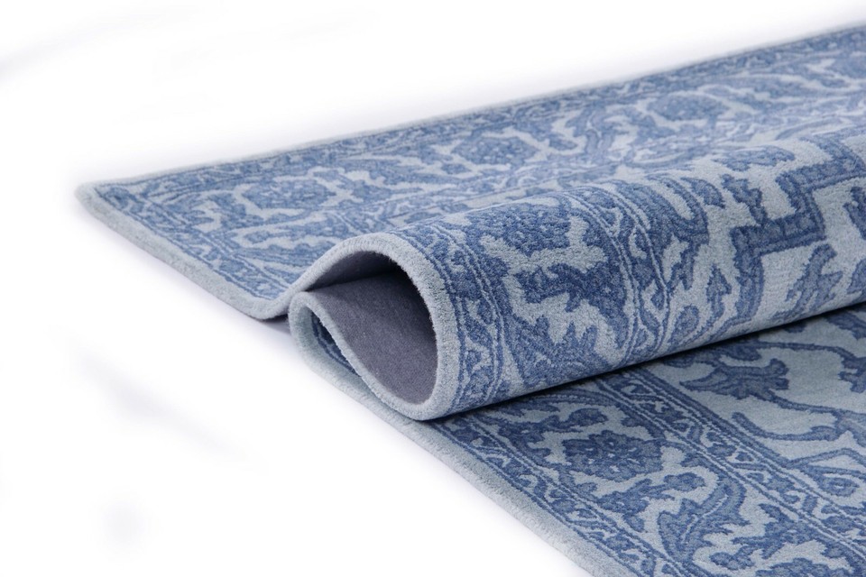 Floral Light Blue Oriental Oushak Hand-Tufted 100% Wool Area Rug Carpet ...