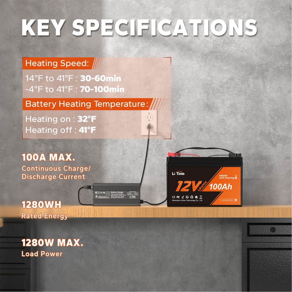 LiTime 12V 100Ah TM Group24/31 230Ah 280Ah LiFePO4 Lithium Battery Low ...