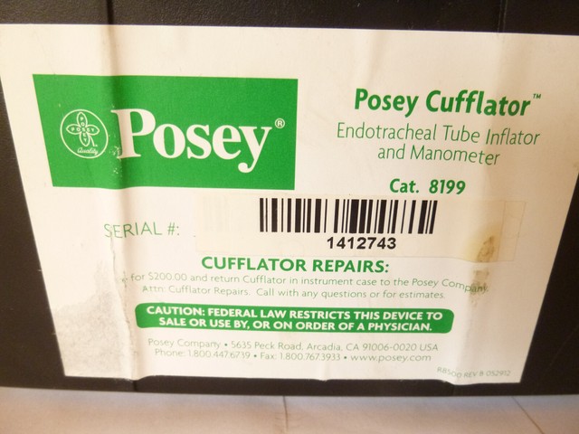Posey 8199 Cufflator Endotracheal Tube Inflator and Manometer for sale ...