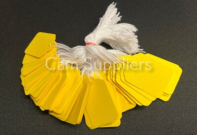 Yellow Strung Tickets 30 x 48 mm Price Tags String Swing Labels 30mm x ...