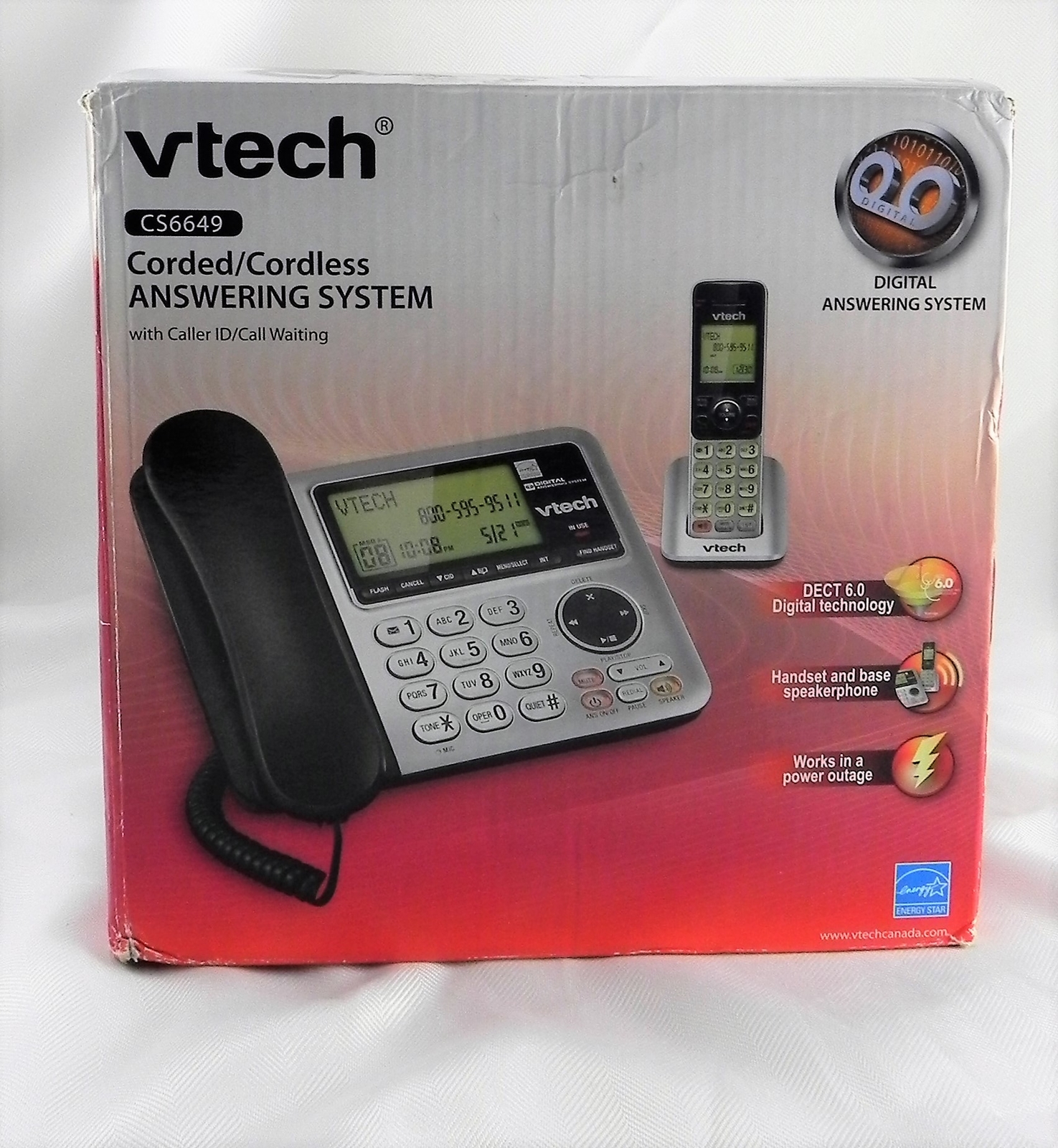 VTECH CS6649 DECT 6.0 PHONE SYSTEM BASE STATION w/Corded handset Only ...