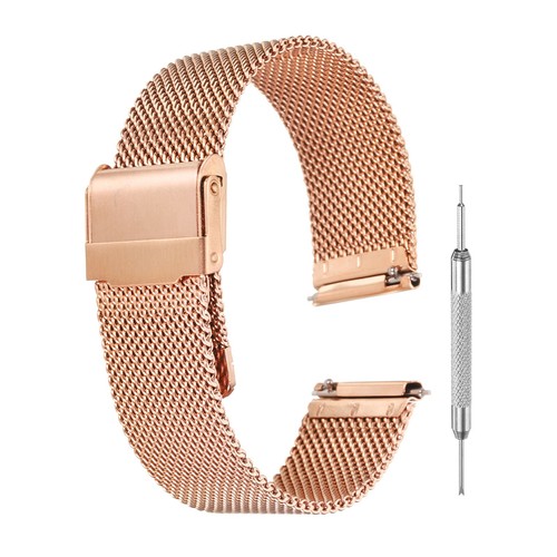 Mesh Watch Bands for Men,Metal Mesh Watch Strap with Tools(18mm, Rose ...