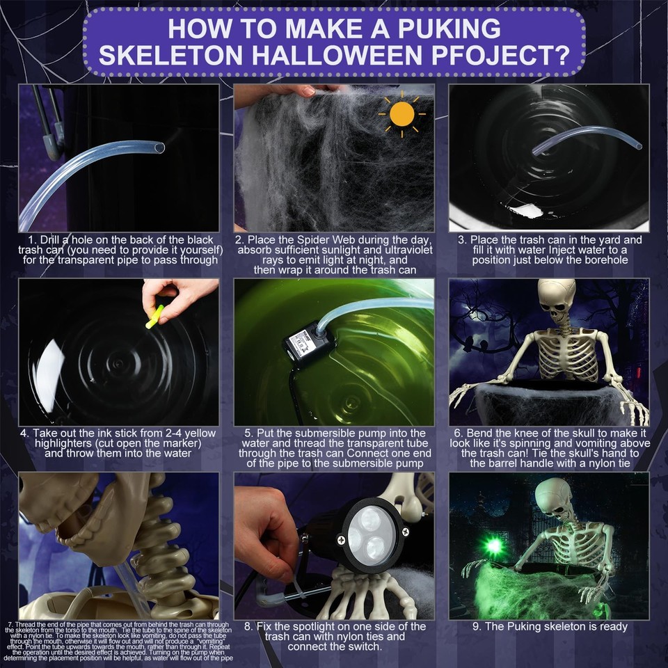 Wonderjune Halloween Puking Skeleton Kits Vomiting Human Skeleton ...