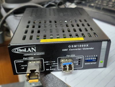 FIBROLAN GSM1000X Gigabit Ethernet Media Converter / Extender w/ 2x ...