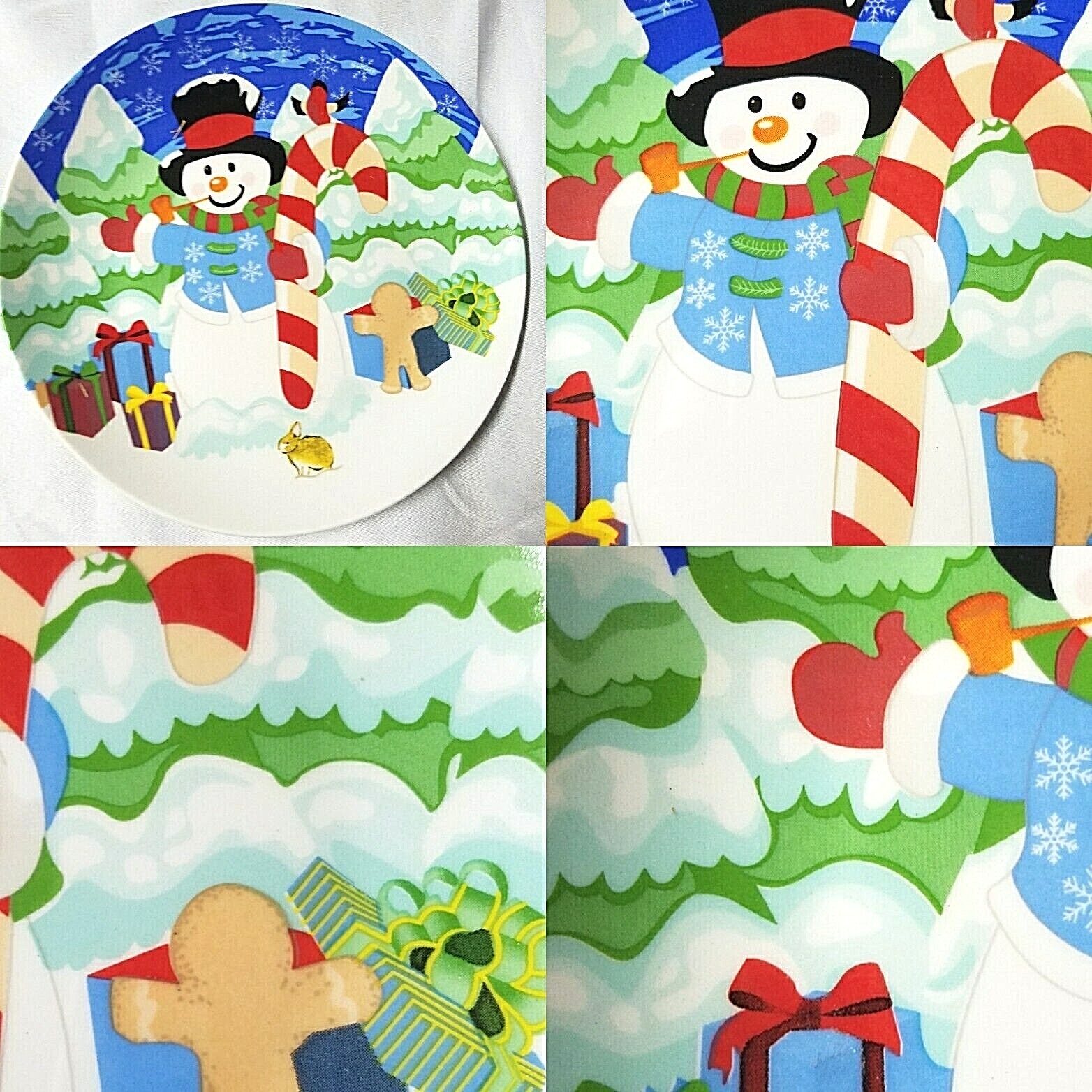 ANTONIO COLLECTION SNOWMAN CHRISTMAS 4 PIECE SALAD PLATES COOKIE ...