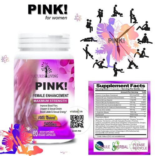 PINK! Pink Female Sensual Enhancement Supplement (1 Month Supply ...