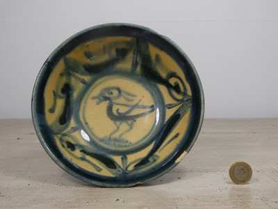 Antique Vintage Unsigned Studio Pottery Glazed Bowl With A Bird. Seth ...