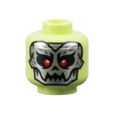 LEGO - Minifig, Head Silver Skull with Red Eyes Pattern - Yellowish ...