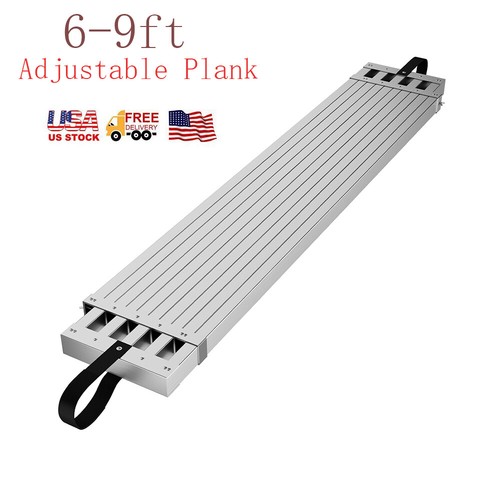 6-9 Ft Aluminum Work Plank Adjustable Platform 440lbs Capacity Scaffold ...