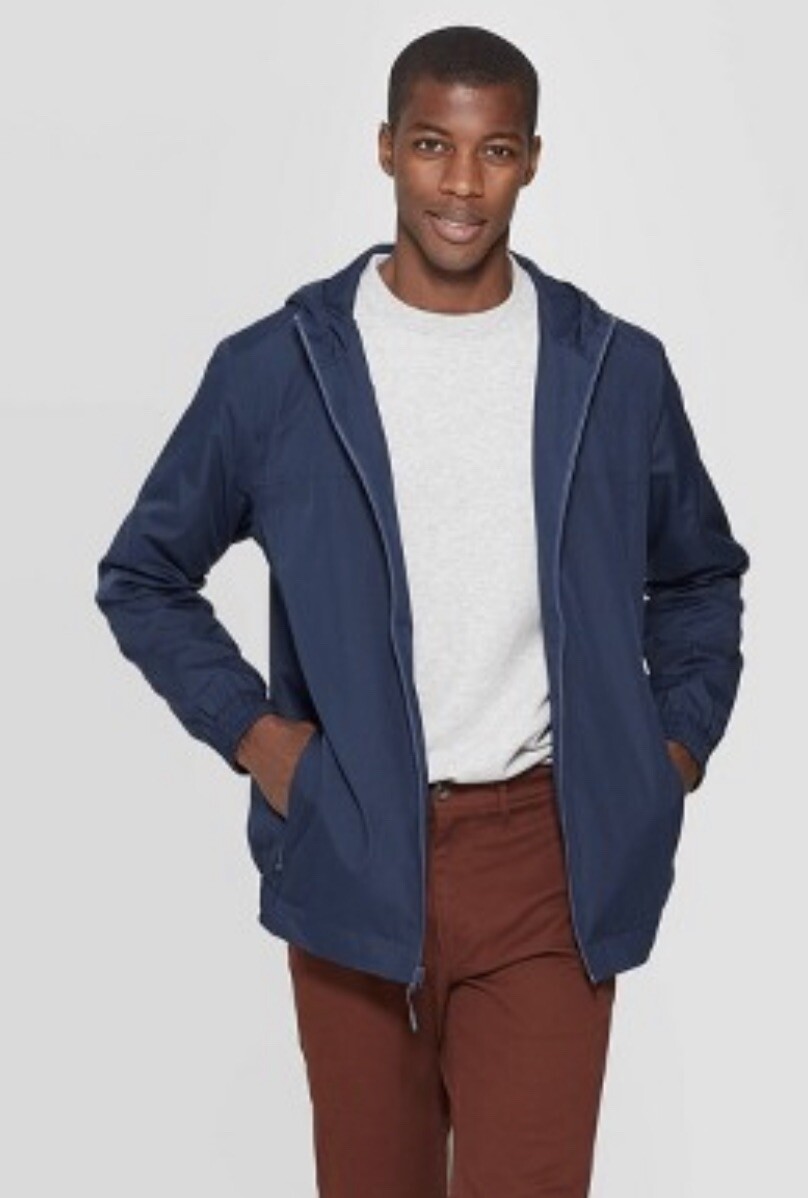 Mens Standard Fit Long Sleeve Lightweight Rain Jacket Goodfellow & Co ...