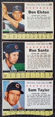 3x 1961 Don Elston Ron Santo Sam Taylor Chicago C MLB Post Cut Card ...