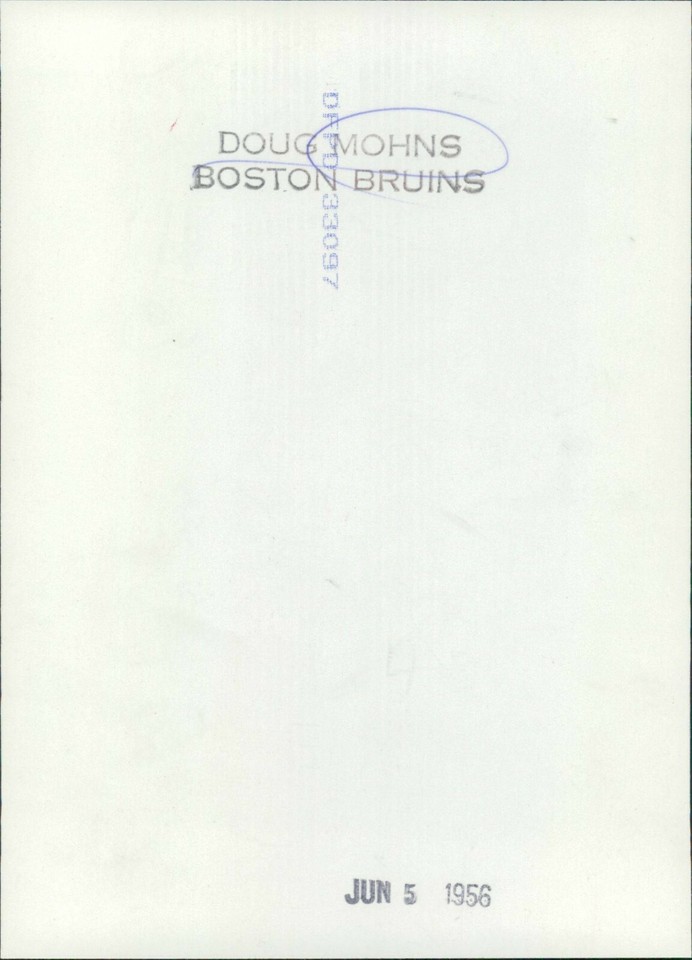 1956 Original Photo Boston Bruins Doug Mohns poses wearing uniform in ...