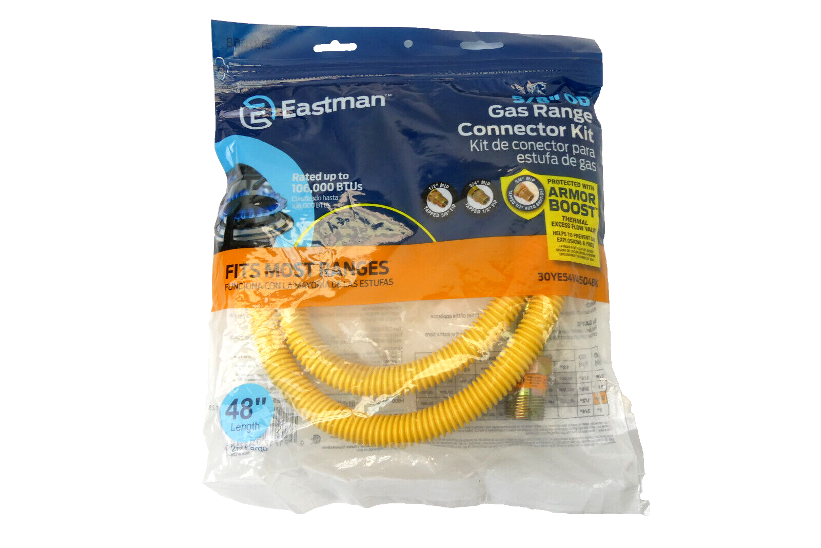 New Eastman 5/8” OD Gas Range Connector Kit 48” Long 5137068 UPC 0 ...