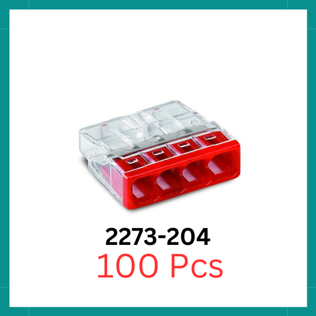 WAGO 2273-204, COMPACT Terminal Connector for solid conductors, 4-Pin ...