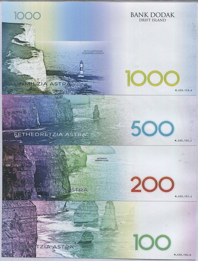 BANK DODAK DRIFT ISLAND SET 4 PCS 100 200 500 1000 POLYMER FANTASY 2021 ...
