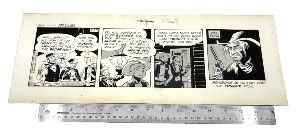 Original 1966 Rick O'Shay Stan Lynde 6-13 Newspaper Comic Strip Sketch ...