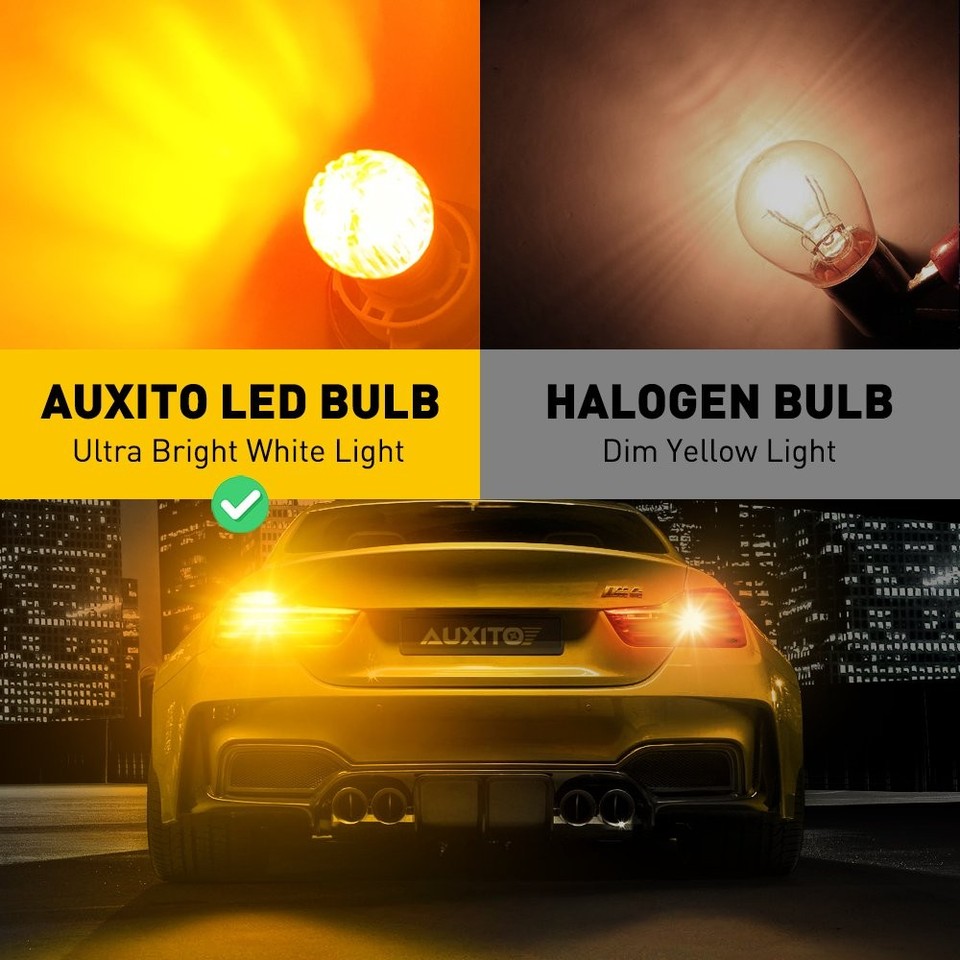Pair LED 1157 Bulbs Brigth Amber Yellow Turn for Signal Lights CANBUS ...