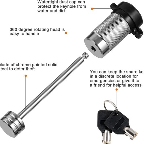 Trailer Coupler Lock 1/4'' Dia, 3-3/8'' Span Trailer Tongue Lock Fits ...