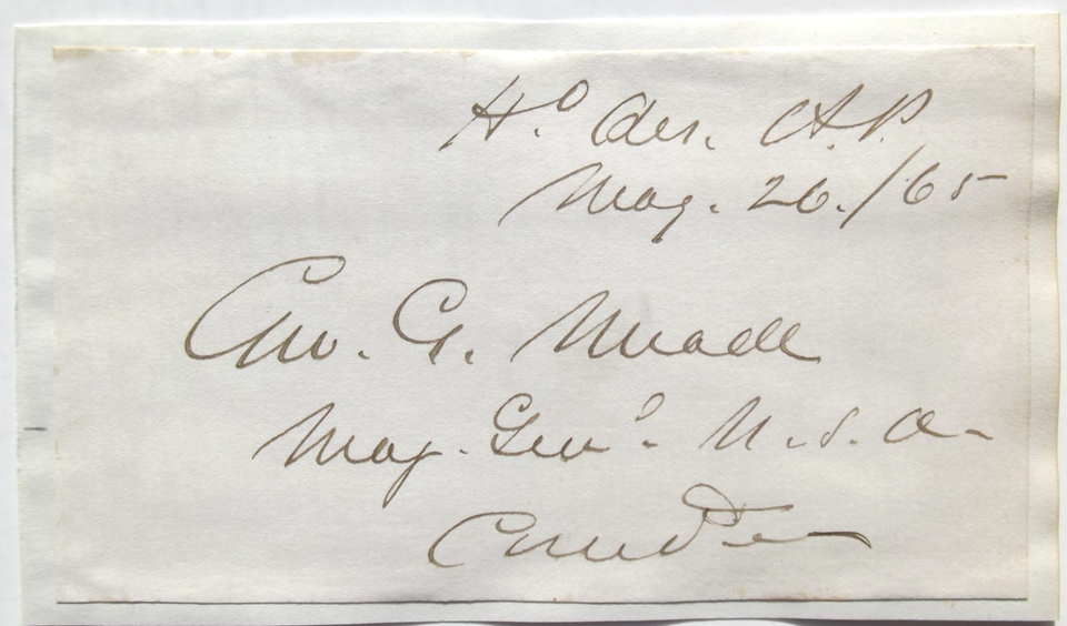 General George G. Meade Autograph Victorious Gettysburg Union General ...
