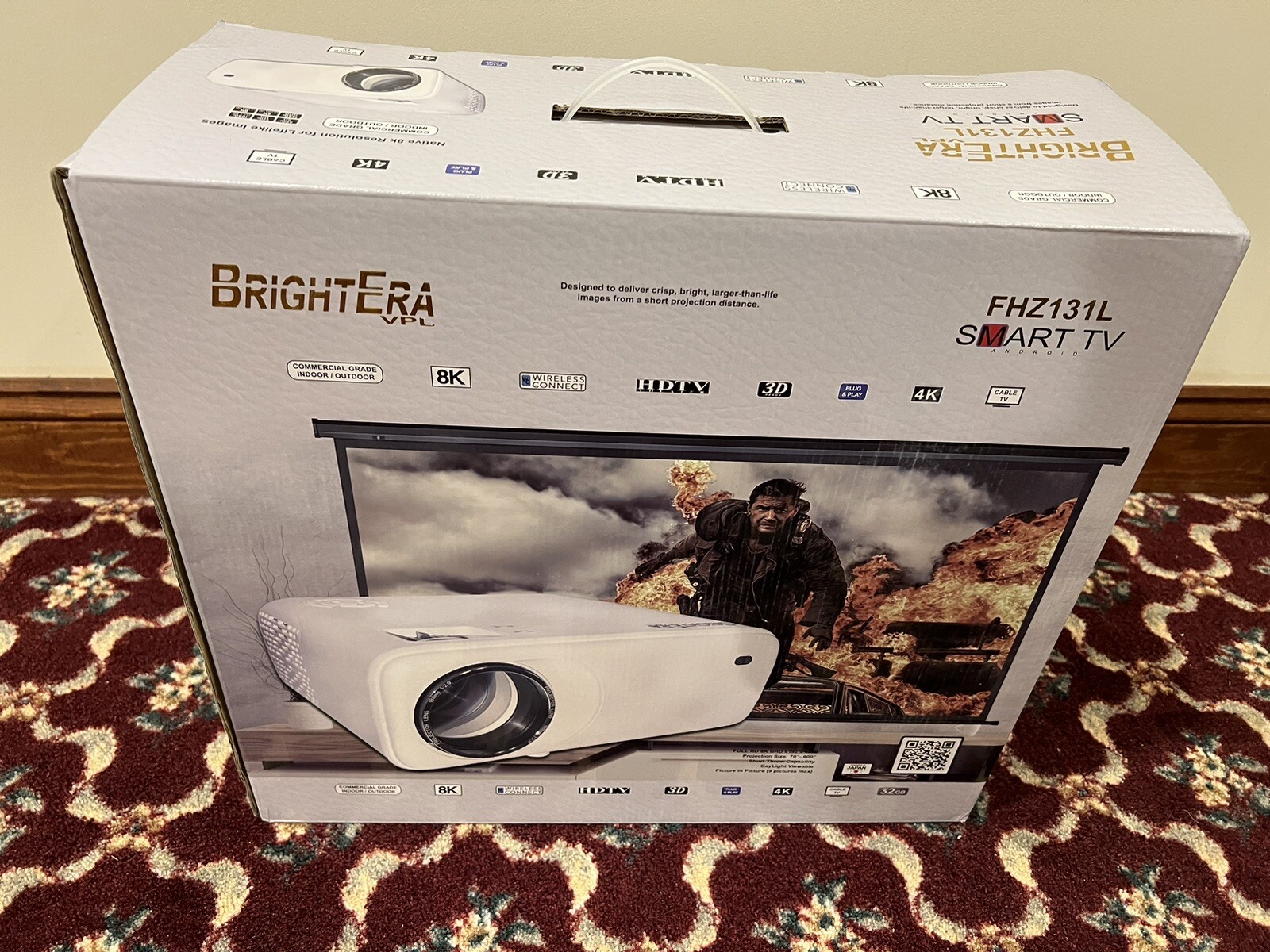 BrightEra VPL-FHZ131L 13,000 Laser 3LCD Projector AND 100” Motorized ...