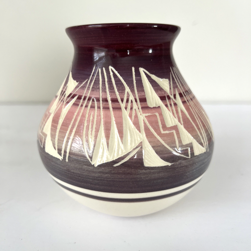 Navajo USA Pottery Vase Signed Carved Shapes Colorful | eBay