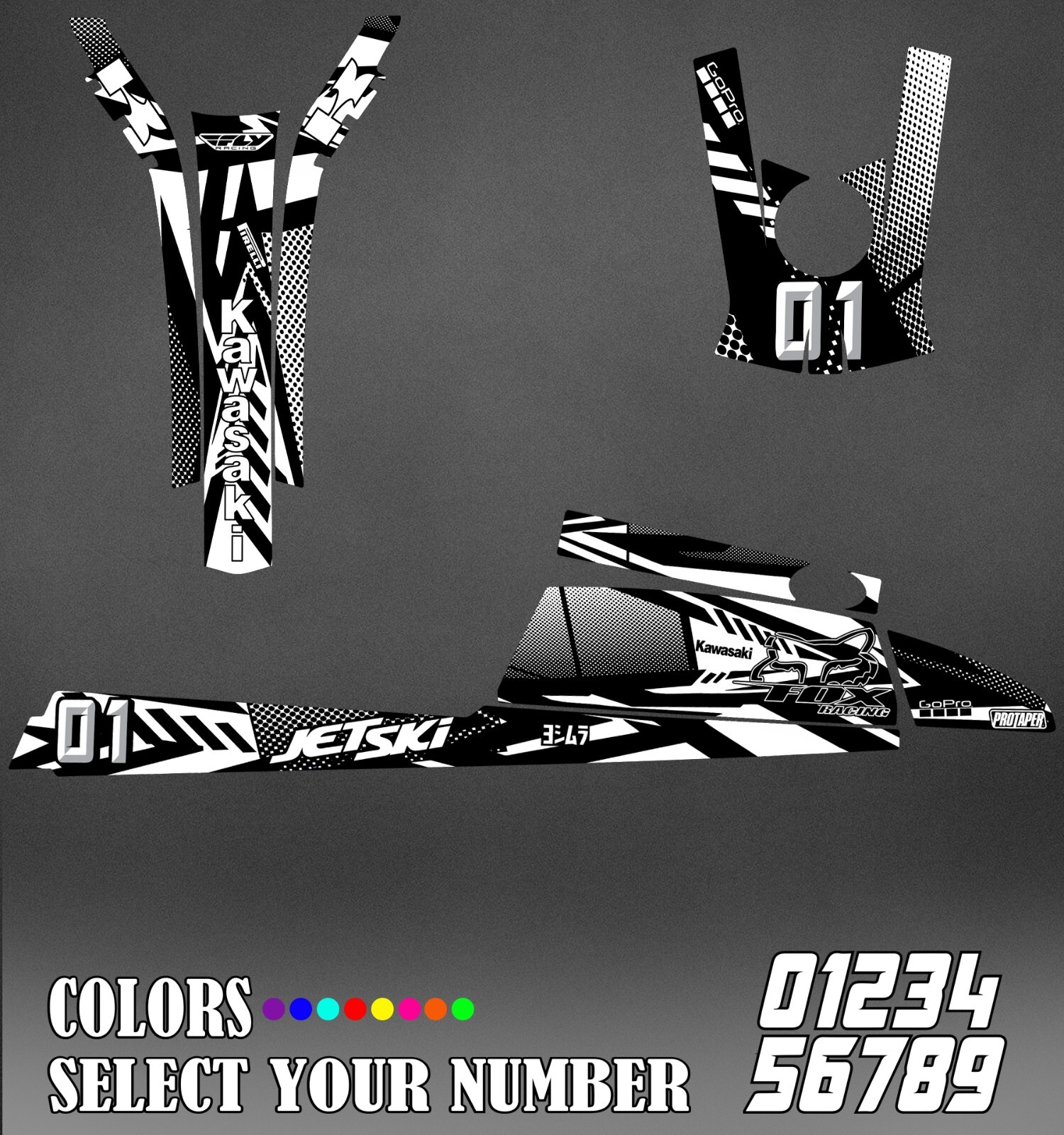 Kawasaki jet ski 440 550 SX decal graphics sticker wrap full kit 1982 ...