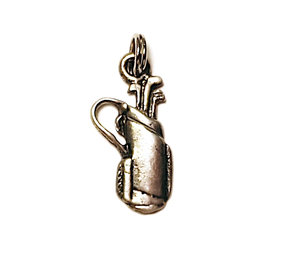 Silver Golf Bag Charm Sterling 925 Golfing Dangle 3/4… - Gem