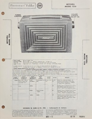 SAMS PHOTOFACT SERVICE MANUAL 156-8 MITCHELL RADIO 1256 | eBay