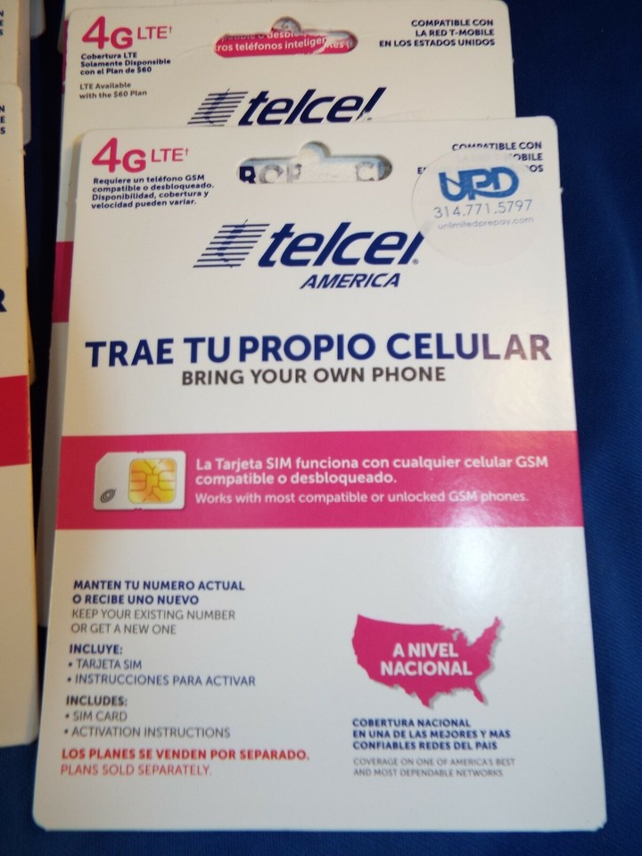 Lot of 13 Telcel America Dual SIM Card Bring Your Own Phone T-Mobile 4G ...