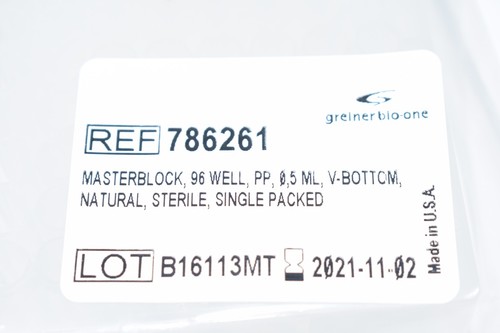 NEW Greiner Bio-One 786261 MASTERBLOCK 96 Deep Well Conical Bottom 0 ...
